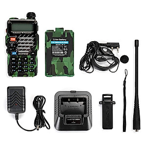 BAOFENG UV-5R+ Plus Two Way Radio, Long Range for Adults Rechargeable with Earpiece, Walkie Talkie for Outdoors, 144-148 420-450MHz, Qualette Series, Jungle Camouflage