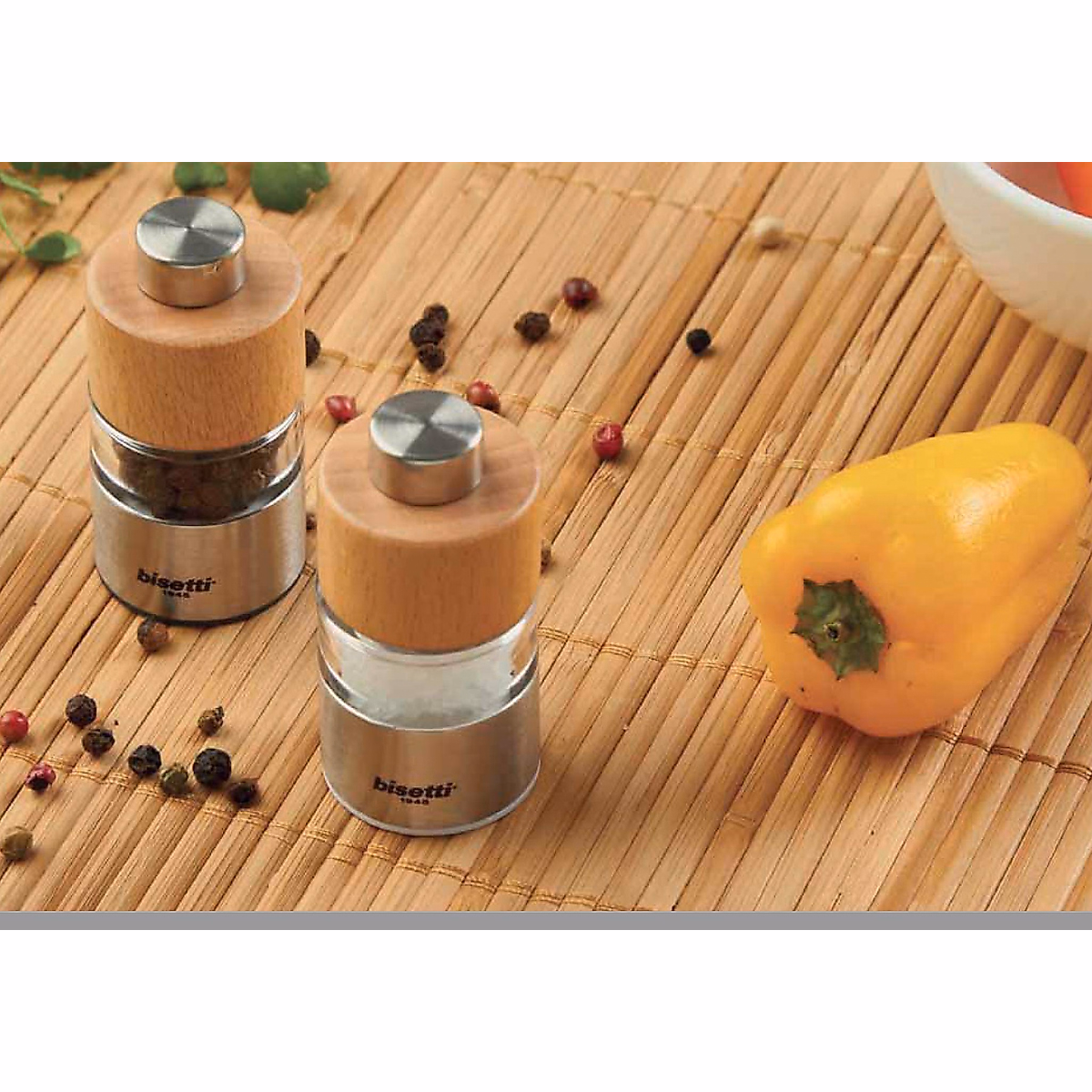 Bisetti Mini Orta Adjustable Pepper Mill Grinder, 2.5 Inch, Brown
