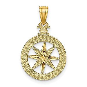 Diamond2Deal 14k Yellow Gold Polished Compass Pendant for Women