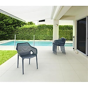 Compamia Air XL Outdoor Patio Dining Arm Chair in Dark Gray (Set of 2)