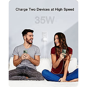 USB-C iPhone Fast Charger,PD 3.0 35W Dual USB-C Port Power Adapter,Cell Phone Wall Charger+USB-C to USB-C/Lightning Cable,Compatible with iPhone 14/13/12/11 /Pro/Max/Se/X/Xr/Xs/8 /8plus /iPad…