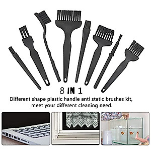 WMYCONGCONG 8 in 1 Plastic Handle Nylon Anti Static Brushes Cleaning Keyboard Brush Kit Portable Nylon Cleaning Brushes, Black