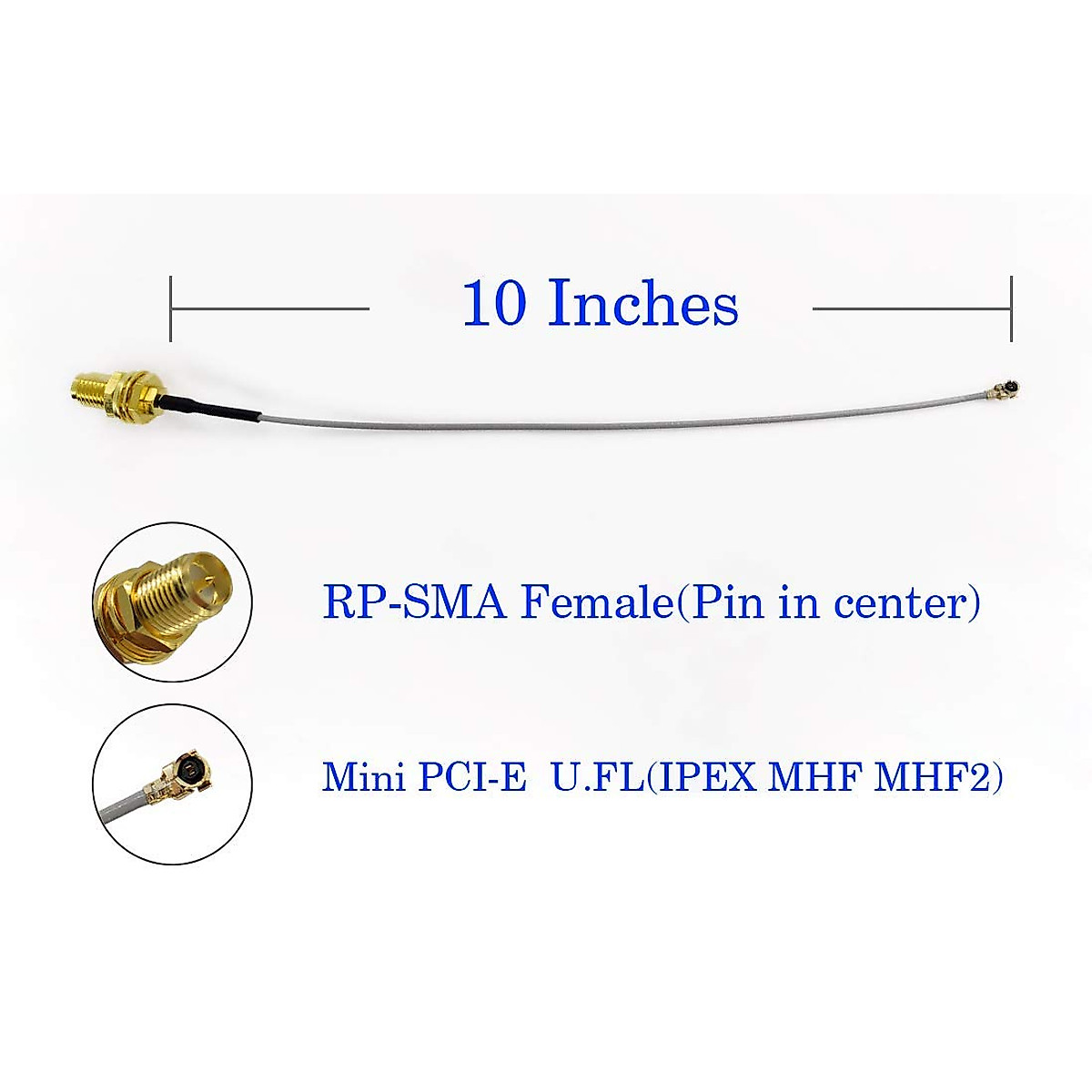 PS4 Antenna Upgrade Replacement Kit 10dBi 2.4GHz Long Range Extender BT WiFi Antenna + 10in U.FL to RP-SMA Cable for Mini PCIe Card + RP SMA Extension Cable 10ft