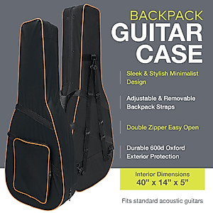 Knox Gear KN-SGC01 Acoustic Dreadnought Guitar Lightweight Hard-Foam Case w/ Back Straps, black