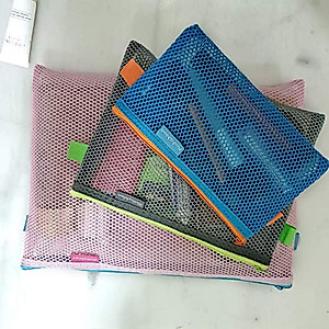 Mesh Zipper Pouch Cosmetic Bags Travel Storage Bags,6 PCS 3 Sizes, Zipper Bags Clear Zipper Pouch Small Organizer bag Zipper Folder Bag 2 Colours