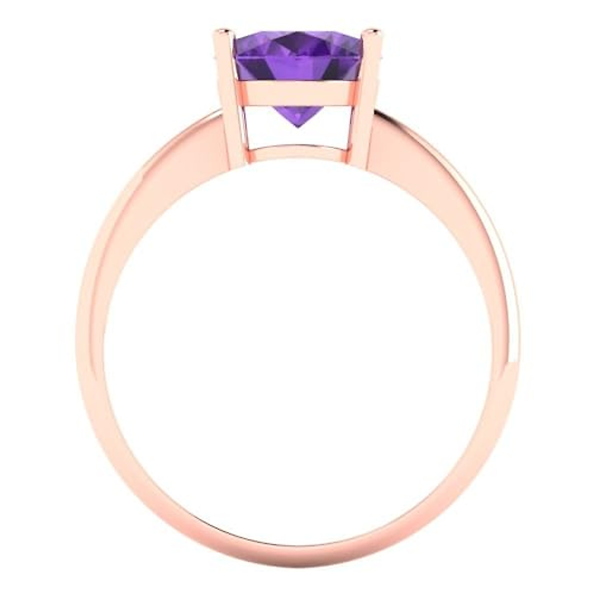 Clara Pucci 2.5ct Oval Cut Solitaire Natural Purple Amethyst Engagement Wedding Bridal Promise Anniversary Ring 18K Rose Gold Size 3.75