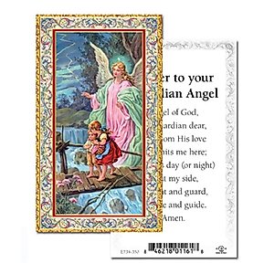 Prayer to your Guardian Angel Gold Embossed Italian Holy Card (Pack of 100)