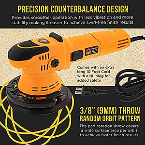 Dura-Gold Heavy Duty 6" Random Orbit Dual-Action Polisher Buffer Sander with Buffing & Polishing 8 Waffle Foam Pad Kit, Variable Speed 2000 to 6400 OPM, High-Performance, 750 Watts, Car Auto Detailing