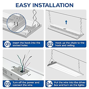 CINOTON 2FT 105W LED Shop Light with 14175LM,0-10V Dimmable Linear High Bay Lighting with 5000K,120-277V 135LM/W Commercial Hanging Lights for Garage Office Warehouse Workshop Factory UL Listed