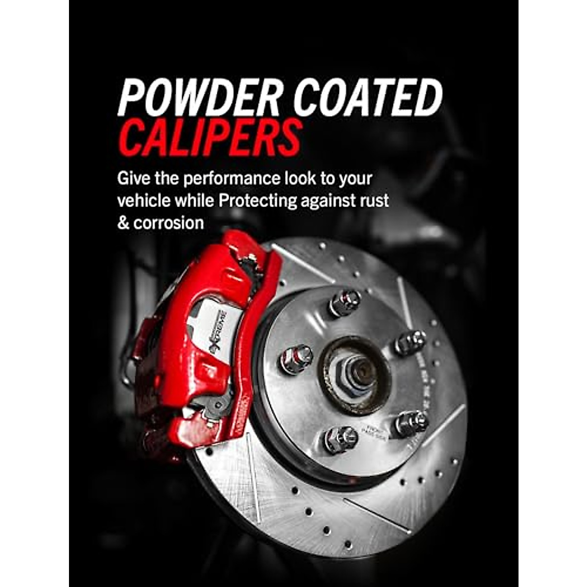 Power Stop Front and Rear KC1782-36 Z36 Truck & Tow Brake Pads and Drilled and Slotted Brake Rotors Brake Kit with Red Powder Coated Calipers For 2005 2006 Ford F250 F350