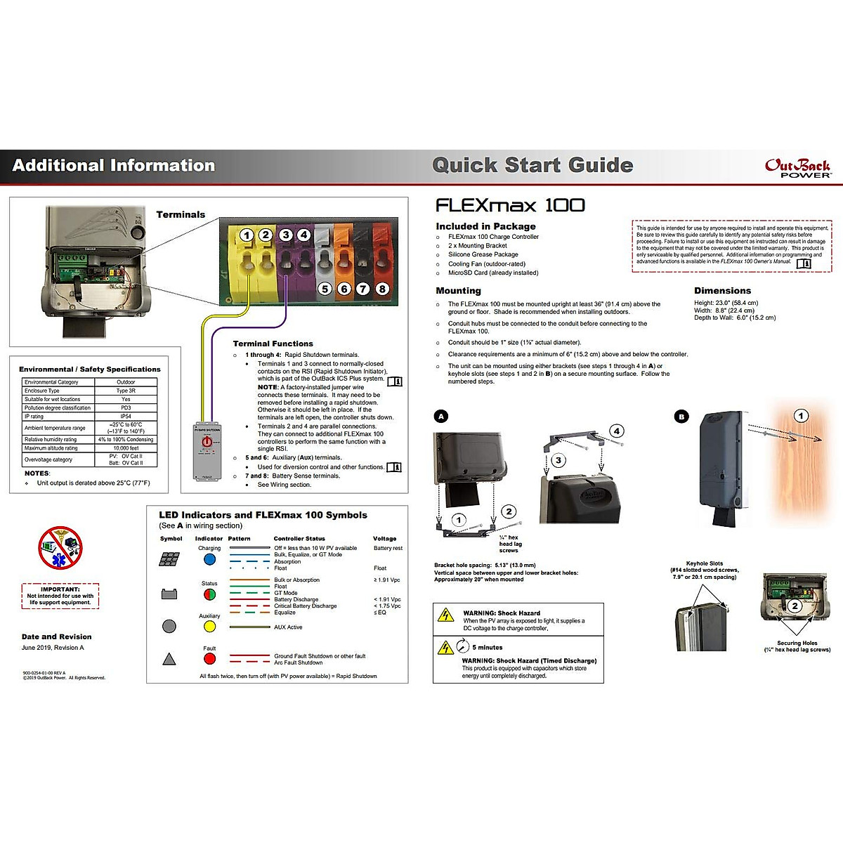 OutBack Power FM100-300VDC-AFCI FLEXmax MPPT Charge Controller 100A 300VDC