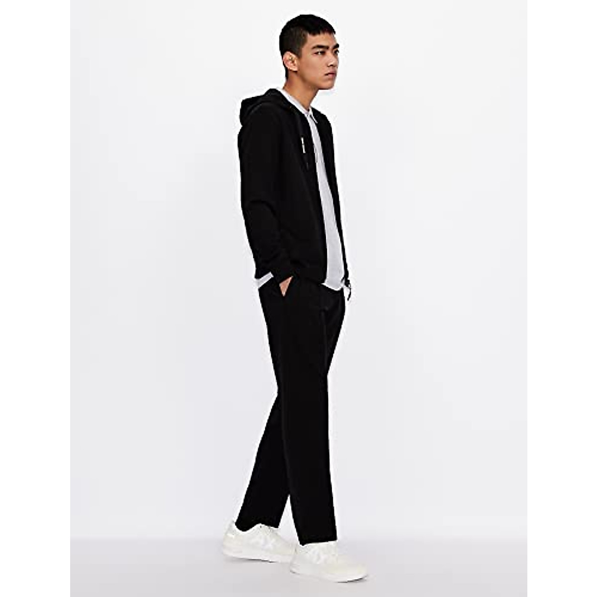 A|X ARMANI EXCHANGE Men's Logo Zip Jersey Polo, Heather Grey B09b, X-Large