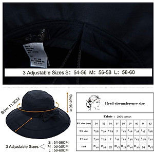 Comhats Packable Summer Cotton Sun Hat Bucket for Women UV Protection Wide Brim Beach Gardening Travel 54-64CM