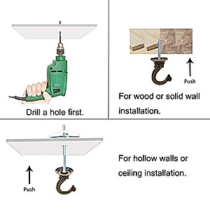 OOTSR Metal Ceiling Hook, Heavy Duty Ceiling Hook and Chain Extension for Hanging Plants/Chandeliers/Clothes/Indoor & Outdoor Use, Antique Brass Color, 36 inches Chain