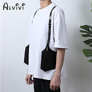 Alvivi PU Leather Under Arm Shoulder Holster Wallet Travel Bag Belt Anti-Theft Hidden Underarm Strap Wallet Pocket Outdoor Black A One Size