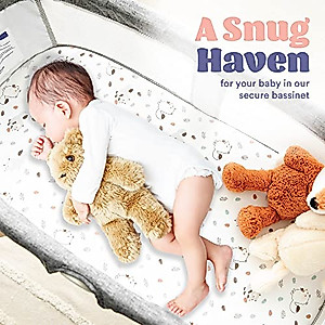 Cloud Baby Bassinet Sheet 32"x16" (2 Pack) - 100% Organic Jersey Cotton, Breathable and Soft for Baby Boy Girl Newborn Infant Unisex (Woodland Animals and Leaves)