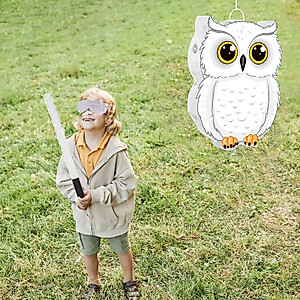Aoriher Owl Piñata with Piñatas Stick Blindfold Confetti 3D White Snowy Owl Piñatas set for Woodland Forest Wizard Animal Owl Party Shower Game Birthday Party Decorations Supplies