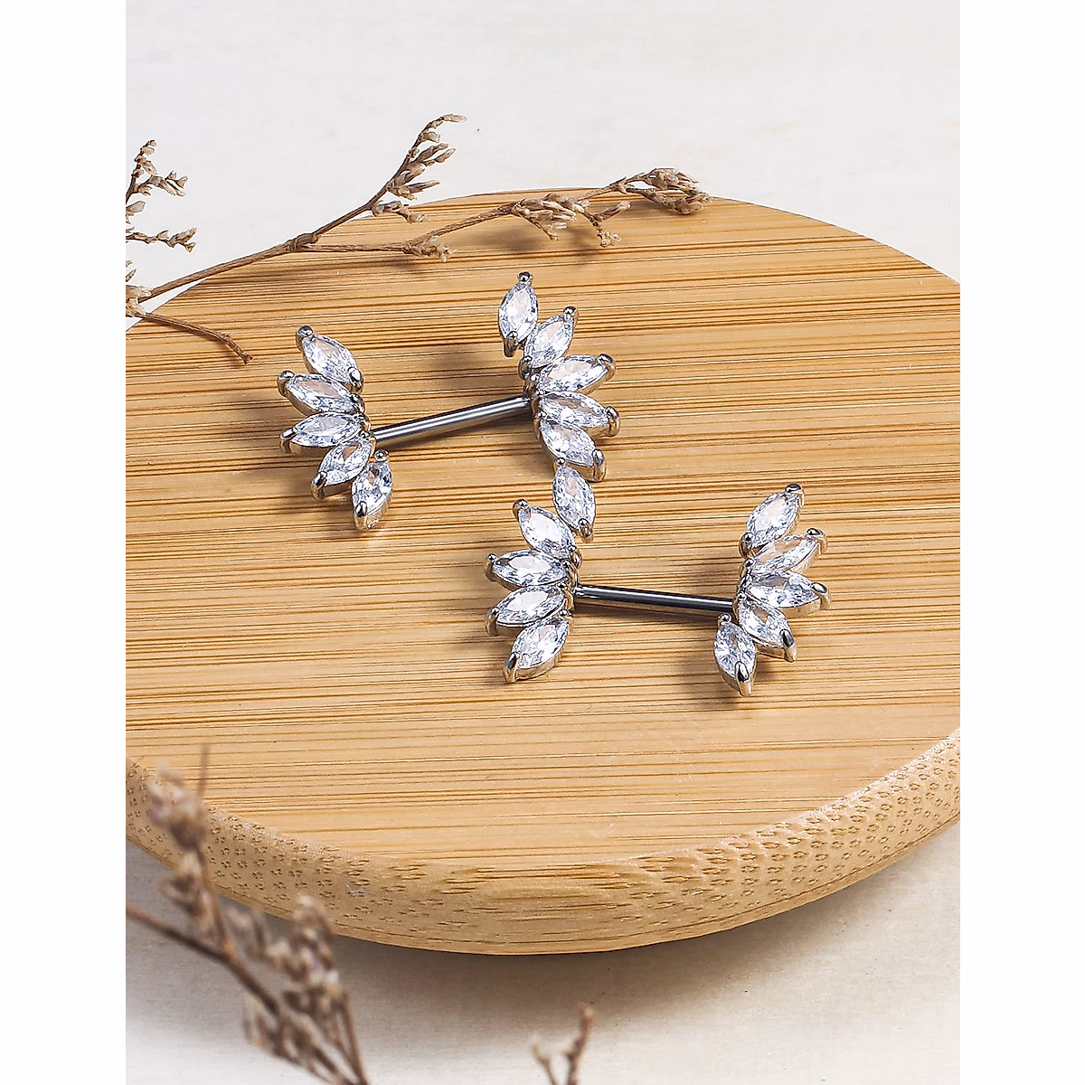 Lcolyoli 14G Surgical Steel Straight Barbell Rings Diamond Straight Shield Barbell Ring Staight Bar Body Piercing Jewelry for Women Men