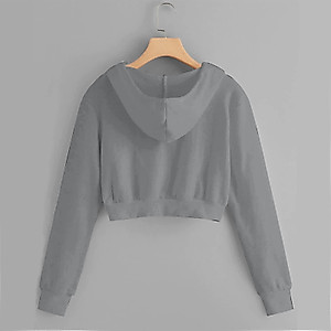 Crop Top Sweatshirts for Women Spring Fall Long Sleeve Zip Up Workout Hooded Sweatshirts