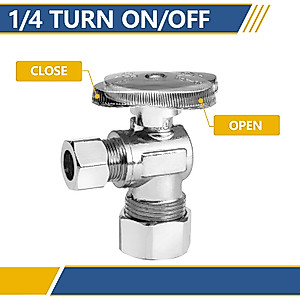 GUOFIS 5 Pack Angle Stop Valve,1/4 Turn Water Shut Off Valves,1/2" Nominal (5/8" OD) Compression Inlet x 3/8" OD Compression Outlet Shut-off Valve for Bathroom Toilet Kitchen Shower Plumbing