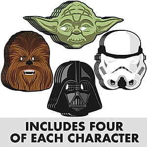 Unique Star Wars Masks & Button | Pack of 16 | Star Wars Party Decorations | Star Wars Birthday Decorations | Star Wars Party Favors | 16 Pack