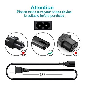 2 Prong AC Power Cord for Samsung UN40 UN43 UN48 UN49 UN50 UN55 UN60 UN65 UN70 UN75 UN78 Series 4k Smart TV TCL Roku Sharp Insignia Hisense TV PS4 PS5 Speaker Monitor Xbox Wall Power Cable Replacement