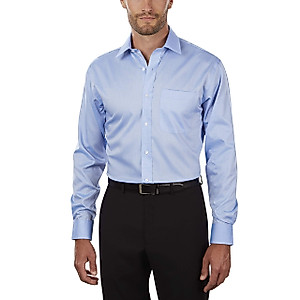 Tommy Hilfiger Men's Dress Shirt Regular Fit Non Iron Solid, Blue, 16.5" Neck 34"-35" Sleeve