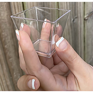 Dessert Cups Clear Square Plastic Mini Cube 2oz Shot Glass Pack of 40