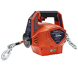 Prowinch Portable Electric Winch Hoist 1000 lbs. Rechargeable Battery Powered with Wireless Remote Control System 24V