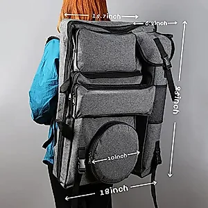 Multifunctional Art Portfolio Case 18 x 24, Waterproof Art Work Storage Bag with Handle and Zipper, Artboard Drawing Carrying Bag Drawboard Backpack for Artwork Sketching and Painting Supplies