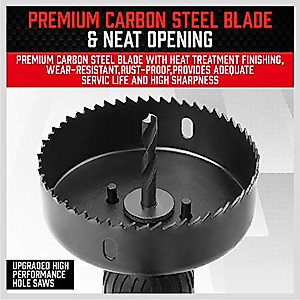 SEDY Hole Saw Kit, 19-Pieces Hole Saw Set with Red Case Include 13pc 3/4"-6"(19-152mm) Saw Blades, 2 Mandrels, 2 Drill Bits, 1 Installation Plate, 1 Hex Key, Ideal for Soft Wood, Plywood, Drywall, PVC