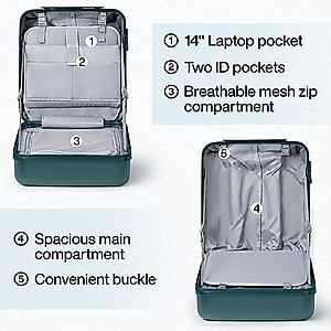 Hanke 16 Inch Underseat Carry On Luggage Suitcase with Spinner Wheels Hard Shell Suitcases Mini Small Carry On Bag Airline Approved TSA Luggage Lightweight Travel Suit case Women Men(Blackish Green)