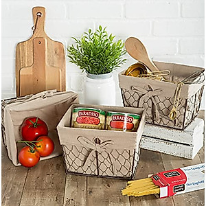 DII Farmhouse Chicken Wire Storage Baskets with Liner, Small, Rustic Natural, 9x7x6", 3 Piece