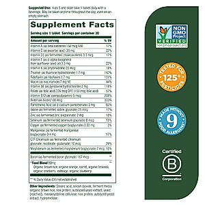 MegaFood Kids One Daily - Kids Vitamins - With Vitamin B, Vitamin C, Vitamin D & Zinc - Bone Health & Immune Support Supplement - Non-GMO, Vegetarian, Made Without 9 Food Allergens - 30 Mini Tabs