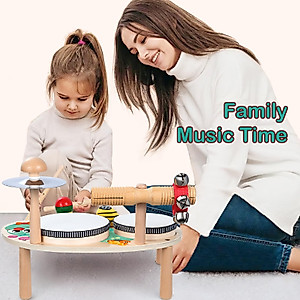 Kids Drum Set for Toddlers: Montessori Musical Instruments Set Toddler Toys - 7 in 1 Wooden Musical Kit Baby Sensory Educational Toys Christmas Birthday Gifts for Boys & Girls Age 2 3