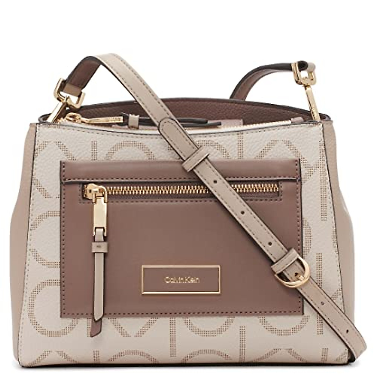 Calvin Klein Hadley Triple Compartment Crossbody, Vanilla/Khaki/Cocoa Logo