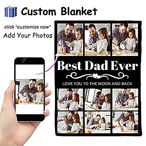 Gifts for Dad Custom Blankets with Photos Personalized Photo Blankets with Picture for Dad, Birthday Gifts for Dad from Daughter Son, Unique Birthday Gift for Best Dad, Father, Daddy, Husband, Men
