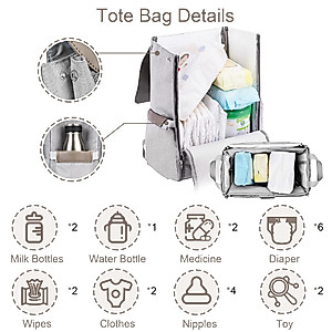 3 in 1 Diaper Bag with Changing Pad Station and Diaper Bag Tote – Pamedo Large Multifunction Travel Backpack- Waterproof Diaper Backpack- Unisex Newborn Gift Ideas Baby Bags, Grey, (PMD01)