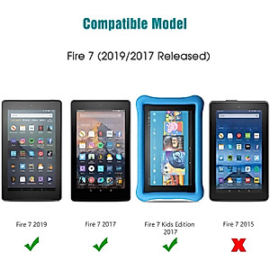 TANTEK [2-Pack Screen Protector for All-New Fire 7 / Fire 7 Kids Edition (9th/7th Gen, 2019/2017 Release),Tempered Glass Film,Ultra Clear,Anti Scratch,Bubble Free