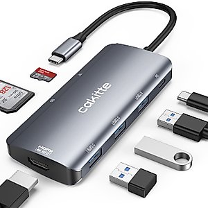 Cakitte USB C Hub, 7-in-1 USB C to HDMI 4K@60HZ, Multiport Adapter with 3 High-Speed USB 3.0 Ports, SD/TF Card Reader, Support 100W PD, Type-C Hub HDMI Adapter for Mac, MacBook Pro, Laptop, Smartphone