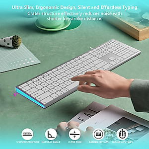 Acebaff Keyboard for Mac,Compatible Apple Keyboard with Large Keys,Full Size Computer Keyboards with 20 Multimedia Shortcut Keys, USB A/USB C Wired Keyboard for Apple Mac Pro/Mini,MacBook Pro/Air,iMac