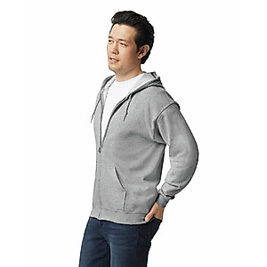 Gildan Adult Fleece Zip Hoodie Sweatshirt, Style G18600, Multipack, Sport Grey (1-pack), Large