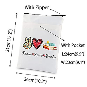 MNIGIU Funny Book Lover Gift Bookish Book Sleeve with Pocket Peace Love Book Protector Cover Kindle Book Sleeve (Peace Love Book)