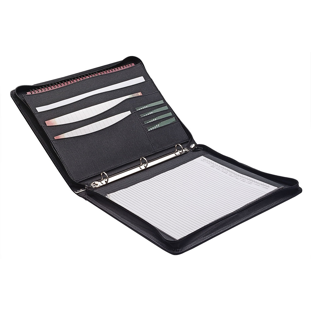 iCarryAlls Zipper Binder Portfolio with iPad Holder Notepad Holder, Organizer Padfolio, Compatible for iPad Pro 12.9" 2022 & 2021 & 2020 & 2018, 11.3 x 14 x 1.6 in. (PJB032-IP129-2018-BK)