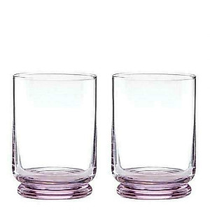 Kate Spade New York Charles Lane Pink blush DOF Set of 2 Whisky Double Old Fashioned Glasses