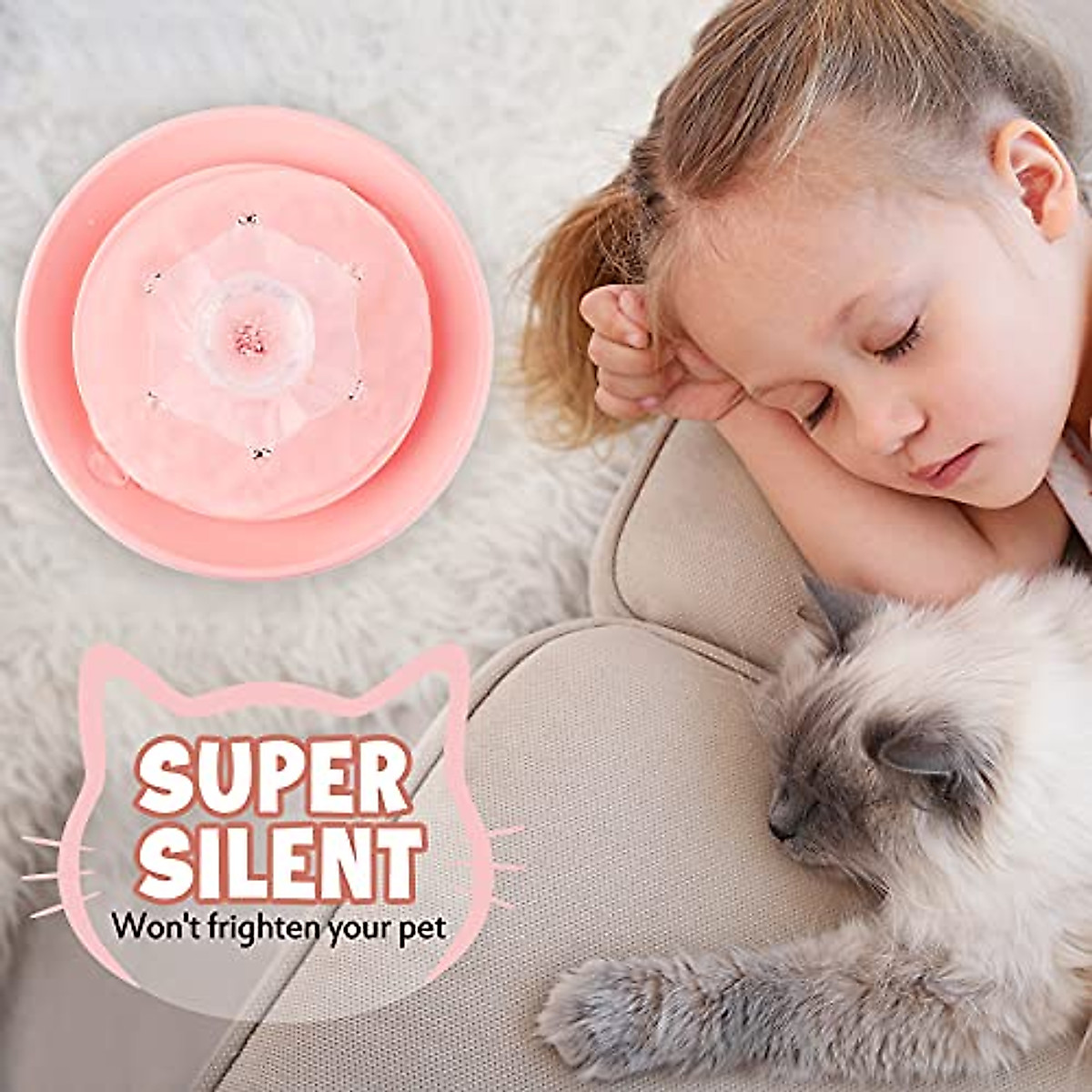 Cat Water Fountains, 67oz/2.0L Pet Water Fountain, Cat Drinking Fountain with Improved Intelligence Water Pump, Kitty Water Fountains Water Bowl for Cats, Cat Water Dispenser with LED and 3 Filters