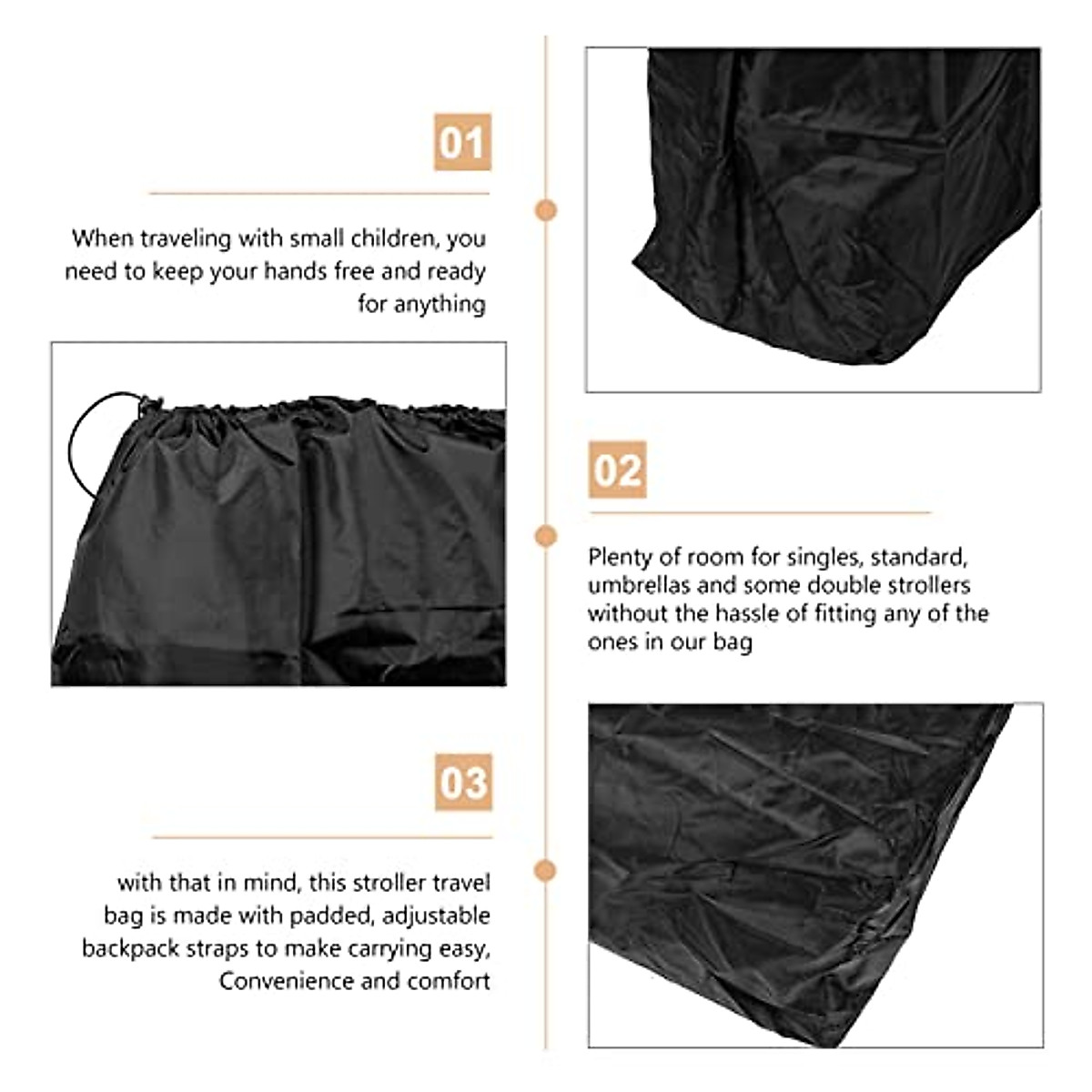 Toddmomy Stroller Travel Bag, Car Seat Travel Bag Stroller Gate Check Bag with Shoulder Straps for Airplane Travel