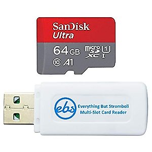SanDisk Ultra 64GB Micro SD Card for Motorola Phone Works with Moto G Power (2021), One 5G Ace, Moto G Play (SDSQUA4-064G-GN6MN) Bundle with (1) Everything But Stromboli MicroSDXC Memory Card Reader