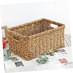HOMOCONO Storage Basket Toilet Tank Basket Baskets for Food Container Basket for Toys Desktop Finishing Basket Toy Storage Bin Wicker Baskets Condiments Containers Keychain Holder Pp Brown
