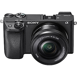 Sony Alpha a6300 Mirrorless Camera with 16-50mm Lens Black ILCE6300L/B with Soft Bag, Tripod, Additional Battery, Rode Mic, LED Light, 64GB Memory Card, Card Reader, Plus Essential Accessories